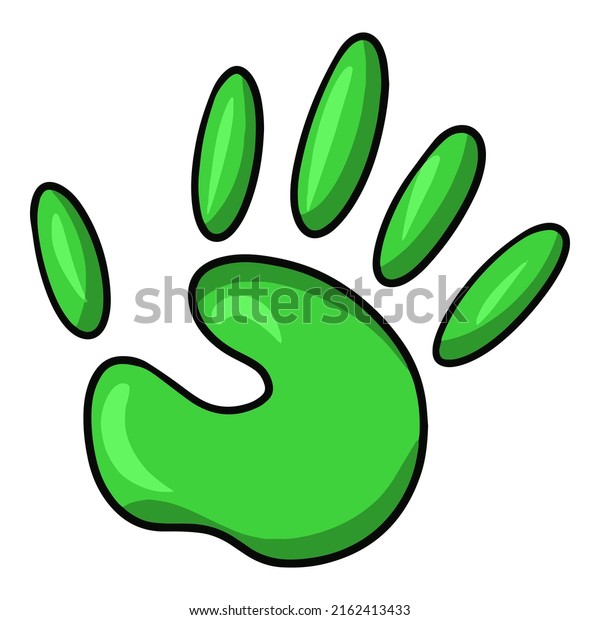 Green Handprint Cartoon Vector Illustration: เวกเตอร์สต็อก (ปลอดค่า ...