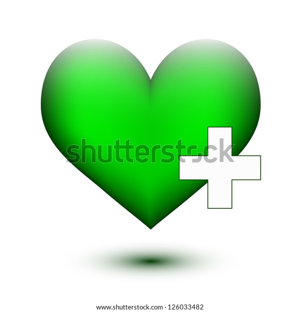 Green Heart White Cross Plus On Stock Vector (Royalty Free) 126033482 ...
