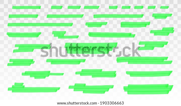Green Highlighter Lines Set Isolated On Stock Vector (Royalty Free ...