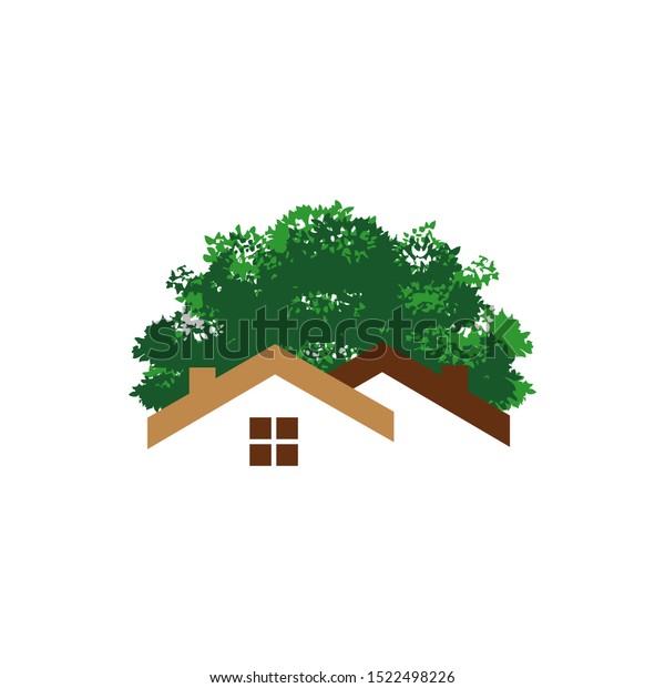 Green House Tree Building Logo Design Stock Vector (Royalty Free ...