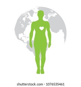Green Human Figure Standing Front Planet Stock Vector (Royalty Free ...