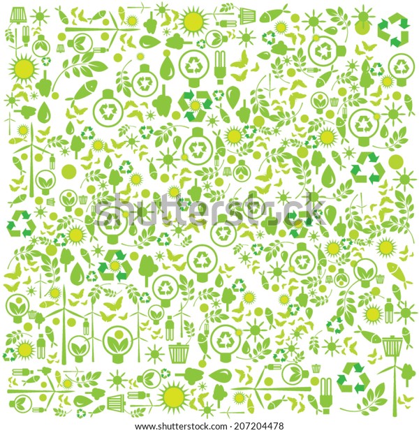 Green Icons On Background Stock Vector (Royalty Free) 207204478