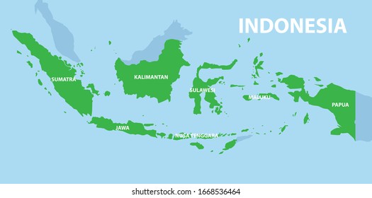 Green Indonesia Country Map Flat Design Stock Vector (Royalty Free ...