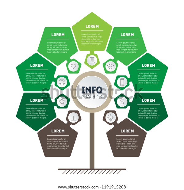 Green infographics. Tree of development and growth of the eco business ...