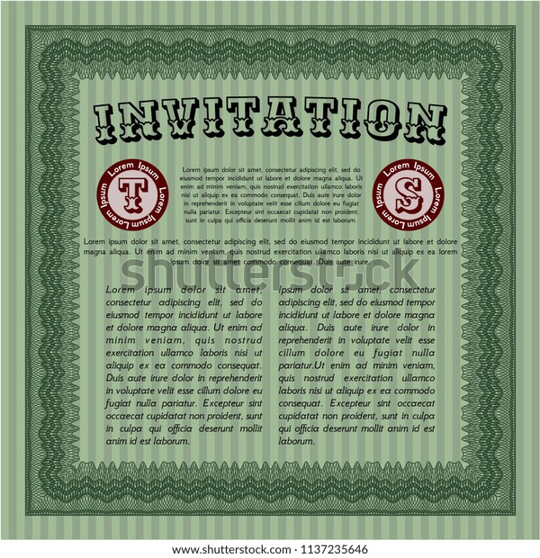 Green Invitation Template Background Beauty Design Stock Vector ...