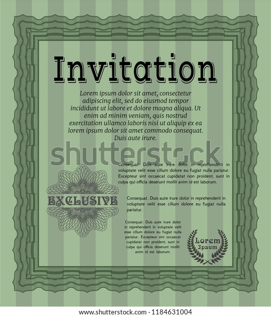 Green Invitation Template Background Detailed Modern Stock Vector ...