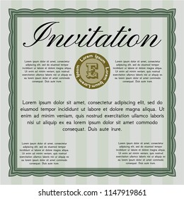 Green Invitation Template Linear Background Customizable Stock Vector ...