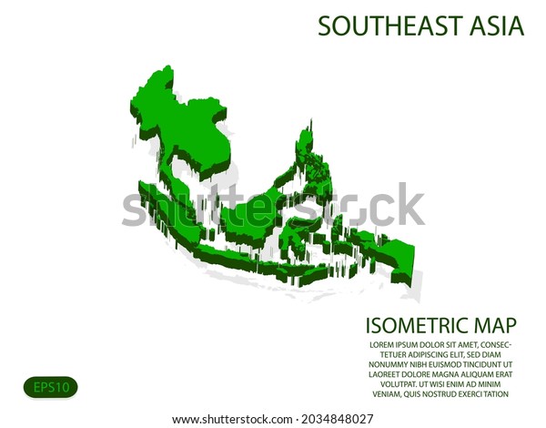 Green Isometric Map Southeast Asia Elements Stock Vector (Royalty Free ...