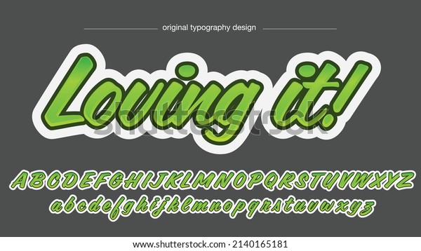 Green Italic White Cursive Isolated Letters Stock Vector (Royalty Free ...