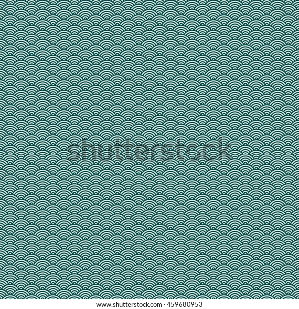 Green Japanese Wave Seamless Pattern Background Stock Vector (Royalty ...