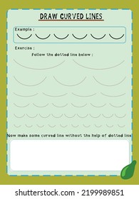 Green Kids Activity Sheet Draw Curved Stock Vector (Royalty Free ...