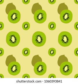 Green Kiwi Seamless Pattern Yellow Background Stock Vector (Royalty ...