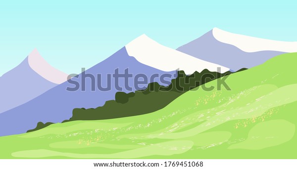 Green Landscape Hills Forest Vector Illustration Stock Vector (Royalty ...