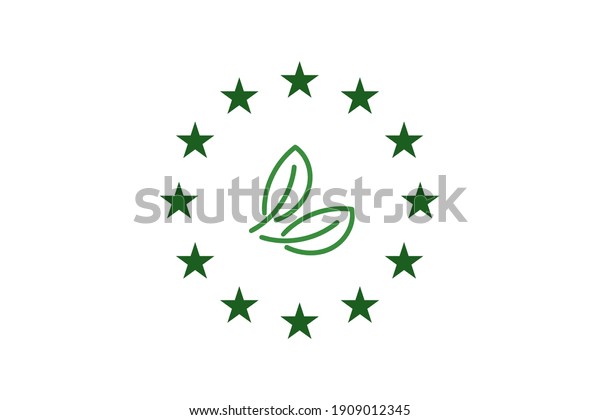 Green Leaf Europe Union Eu Stars Stock Vector (Royalty Free) 1909012345 ...