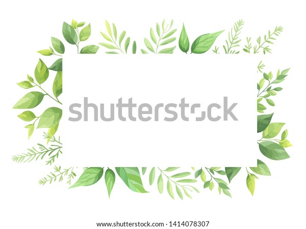 Plantilla De Marco De Hojas Verdes Vector De Stock Libre De Regalías