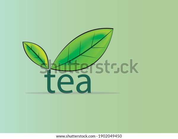 Green Leaves Tea On Gradient Green Stock Vector (Royalty Free ...