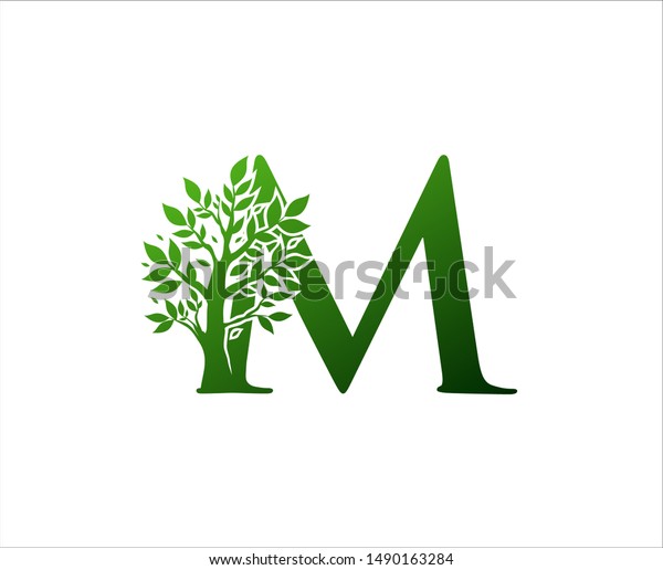Green Letter M Nature Tree Logo Stock Vector (Royalty Free) 1490163284 ...