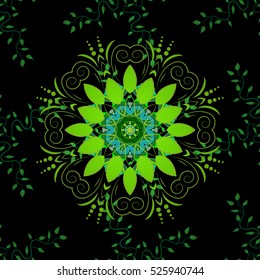 Seamless Green Leaves On Black Background Stock Vector (Royalty Free ...