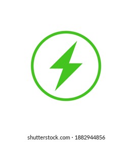 Green Lightning Icon On White Background Stock Vector (Royalty Free ...