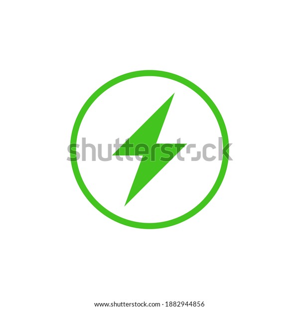 Green Lightning Icon On White Background Stock Vector (Royalty Free ...