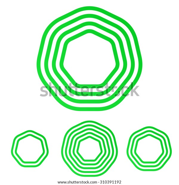 Green Line Heptagon Logo Design Set Stock Vector (Royalty Free ...