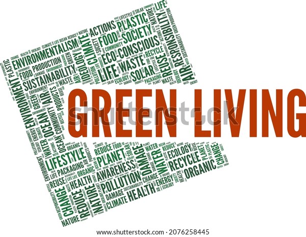 Green Living Vector Illustration Word Cloud Stock Vector (Royalty Free ...