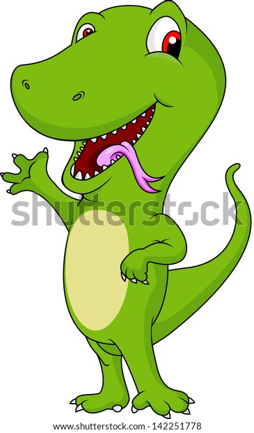 Green Lizard Cartoon Waving Stock Vector (Royalty Free) 142251778 ...