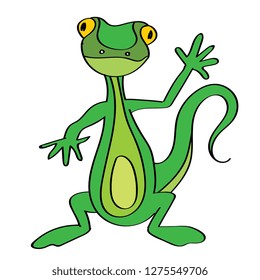 Cute Green Lizard Cartoon Character Design Stock Vector (Royalty Free ...