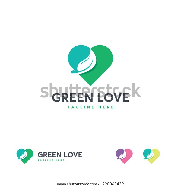 Green Love Logo Designs Concept Vector Stock Vector (Royalty Free ...