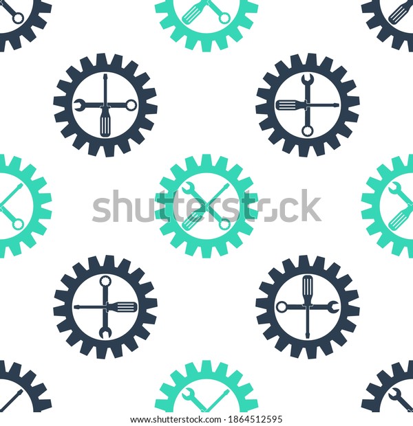 Green Maintenance Symbol Screwdriver Spanner Cogwheel Stock Vector ...