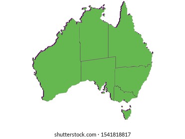 Green Map Australia On White Background Stock Vector (Royalty Free ...
