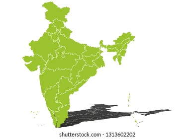Green Map India Stock Vector (Royalty Free) 1313602202