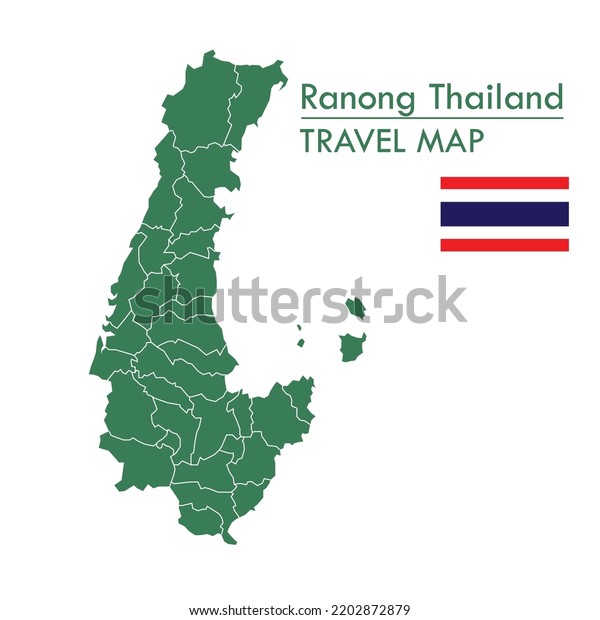 Green Map Ranong Province One Provinces Stock Vector (Royalty Free ...