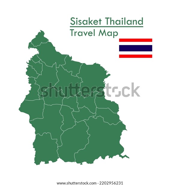 Green Map Sisaket Province One Provinces Stock Vector (Royalty Free ...