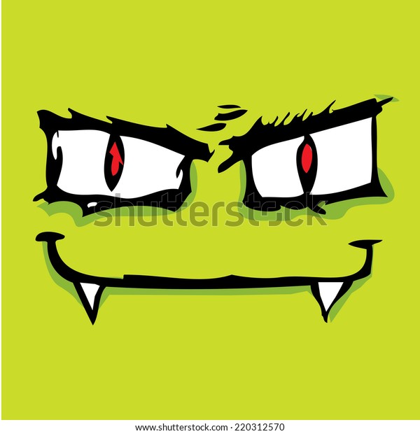 Green Monster Face Vector Illustration Stock Vector (Royalty Free ...