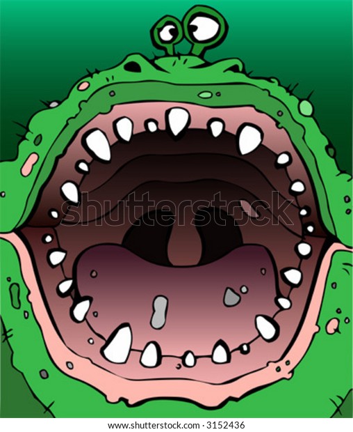 Green Monster Opens His Gigantic Mouth Stock Vector (Royalty Free) 3152436
