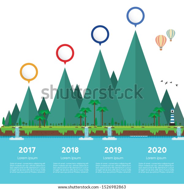 Green Mountain Timeline Template Presentations Banner Stock Vector ...