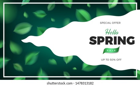 Green Nature Banner Background Spring Leaves Stock Vector (Royalty Free ...