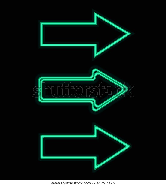 Green Neon Arrows Set Neon Glowing Stock Vector (Royalty Free ...