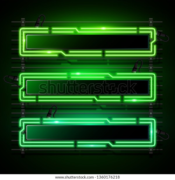 Green Neon Banner Design Rectangle Banner Stock Vector (Royalty Free ...