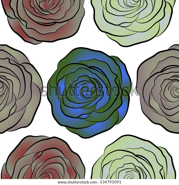 Green Neutral Red Roses Trendy Vector Stock Vector (Royalty Free) 534795091