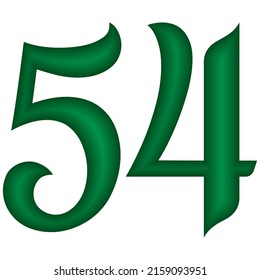Green Number Fifty Four Vector Illustration Stock Vector (Royalty Free ...