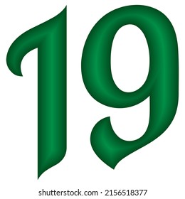 Green Number Nineteen Vector Illustration Number Stock Vector (Royalty ...