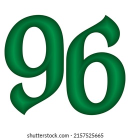 Green Number Ninety Six Vector Illustration Stock Vector (Royalty Free ...
