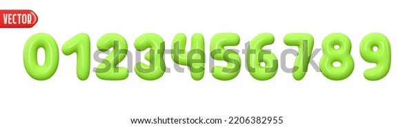 Green Numbers 0 9 Collection Voluminous Stock Vector (Royalty Free ...