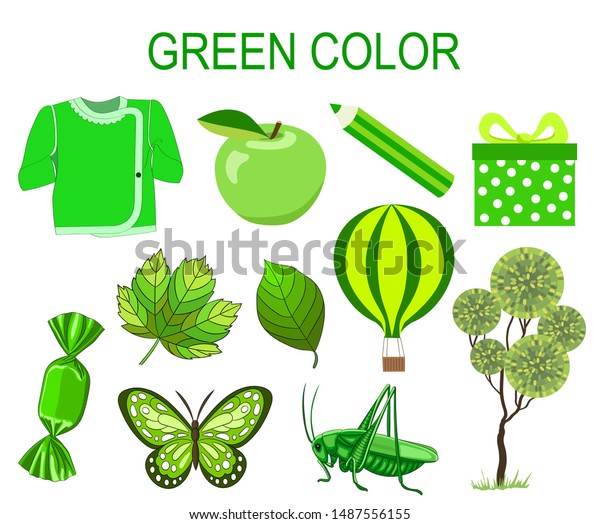 Green Objects On White Background Stock Vector (Royalty Free ...