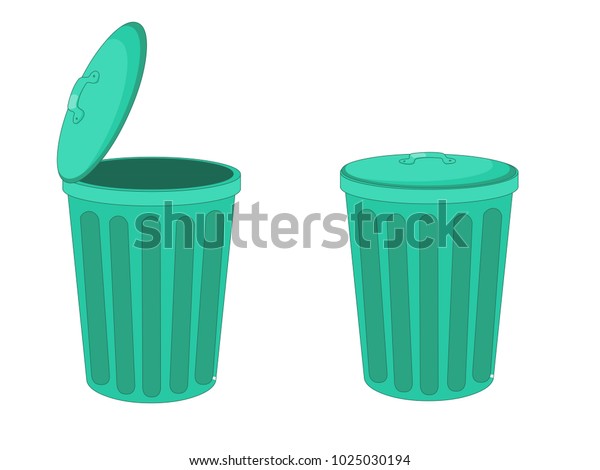 Green Open Close Dust Bin Vector Stock Vector (Royalty Free) 1025030194