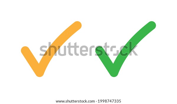 Green Orange Ticks Checkmark Right Icon Stock Vector (Royalty Free ...