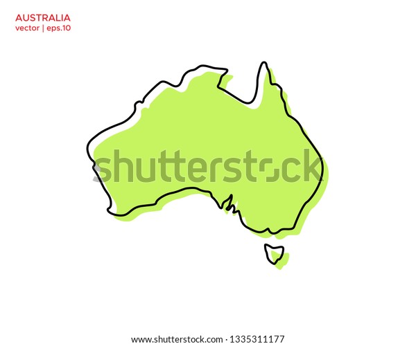 Green Outline Map Australia Vector Design Stock Vector (Royalty Free ...