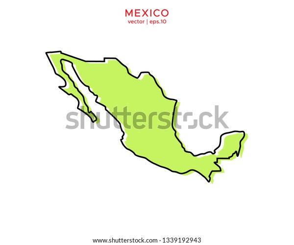Green Outline Map Mexico Vector Design Stock Vector (Royalty Free ...